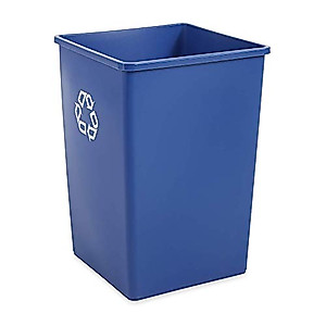 Rubbermaid Commercial Products 35-Gallon Untouchable Square Trash/Garbage Can for Offices/Stores/Restaurants, Blue Recycling (FG395873BLUE)
