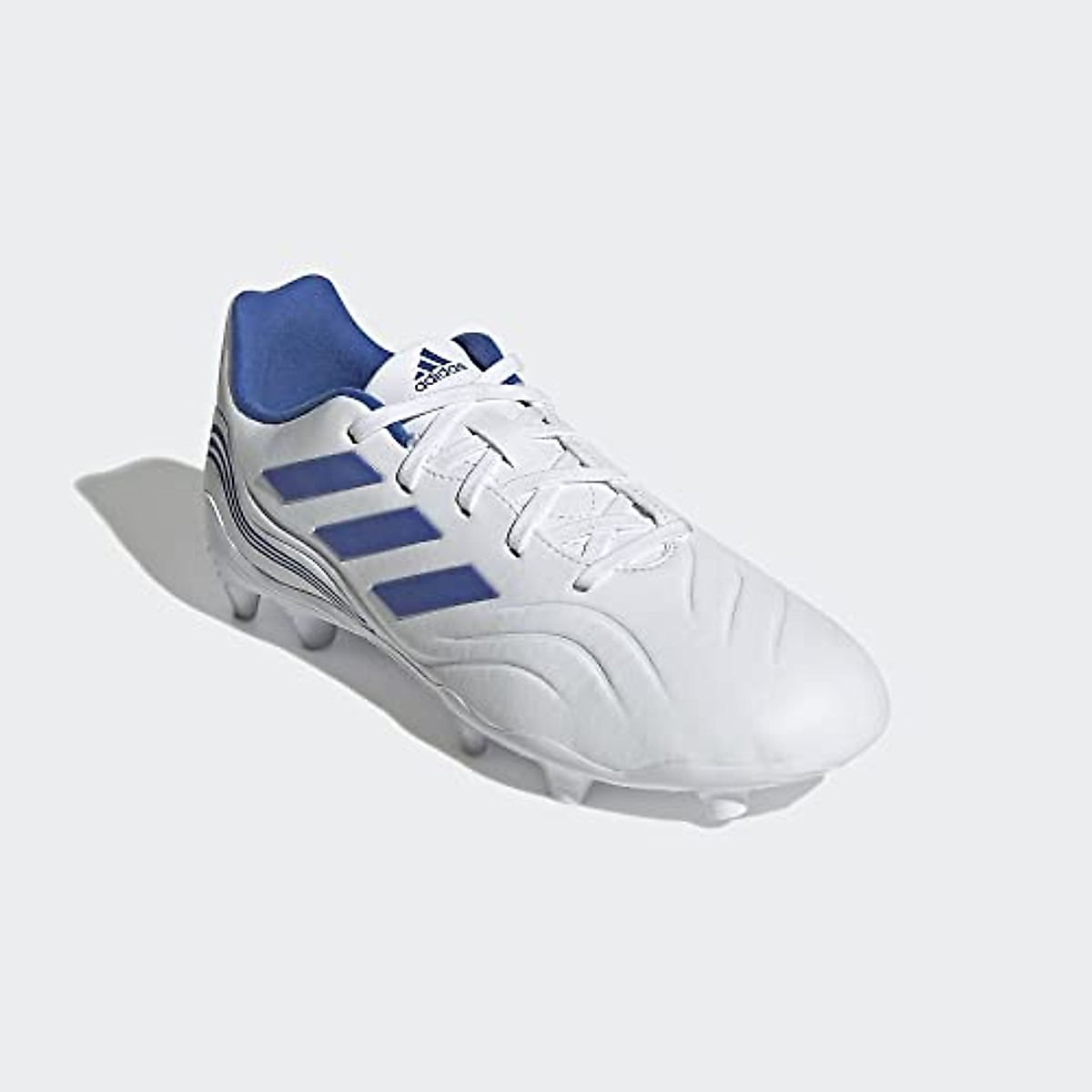 adidas Copa Sense.3 Firm Ground Soccer Shoe, White/Blue/Legacy Indigo, 11 US Unisex Little Kid