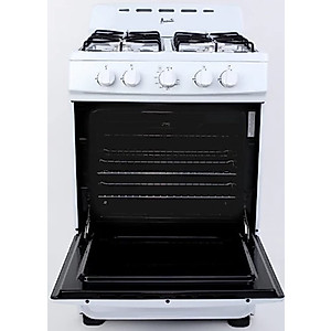Avanti GRO24P0W Gas Range Oven Compact Freestanding Design, 2.6-Cu.Ft. Capacity 4 Sealed Burners with Electronic Ignition, Includes Broiler Storage Drawer and Accessories, 24-Inch, White