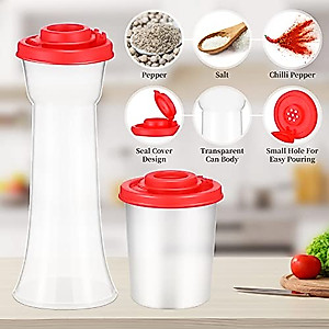 4 Pieces Salt and Pepper Shaker Set Hourglass Picnic Salt and Pepper Shakers Plastic Airtight Spice Jar Dispenser Moisture Proof Salt and Pepper Shakers with Lids for Camping Outdoors Kitchen Lunch