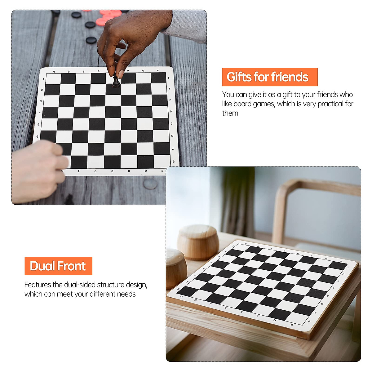 FOMIYES Board Game Table Mat 2pcs Roll Up Chess Board Portable Classic International Chess Board Mat Tournament Chess Sheet for Home Outdoor Picnic Board Game Mat