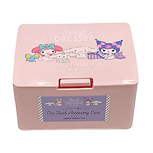 Friend Sanrio My Melody × Kuromi × Cinnamoroll Cute Box with One Touch Open Lid, Makeup Case, Accessory Case, Cosmetic Case, 4.2in x 3.5in x 2.1in