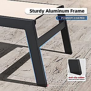 PURPLE LEAF Outdoor Lounge Chair Set Aluminum Patio Chaise Lounger with Side Table and Pillow for Outside Pool Beach Sunbathing Tanning Recliner Beige