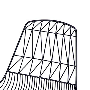 AC Pacific Metal Dining Chairs with Faux Leather Seat Pad, Modern Stackable Indoor Outdoor Stool for Kitchen, Patio, Bistro and Bar, Set of 2, Matte Black