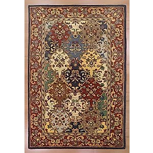 Allen Home Wool Area Rug | Alive Bakhtiyar Beige Area Carpets Suitable for Home Office, Living Room, Bedroom, Dining Room | Handcrafted | Traditional Wool Rugs | 100% Wool | 5'X8' |