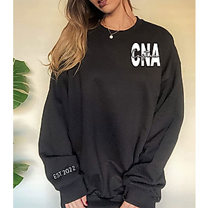 NAZENTI Nurse Sweatshirt, Custom Name Certified Nursing Assistant Shirt, Personalized Name CNA Sweatshirt, Nurse Crewneck Sweatshirt, Custom Nursing Assistant Shirt, Gift For CNA, CNA Grad Gifts