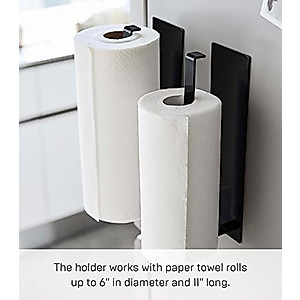 YAMAZAKI Home Magnetic Paper Holder Metal Roll Dispenser, Vertical Or Horizontal Mounted Kitchen Towel Rack | Steel, One Size, Black