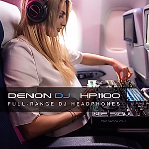 Denon DJ HP1100 | Professional Over-Ear DJ Headphones with 180-degree Cup Swivel & Leather Carry Bag (53mm driver / 3500mW input)