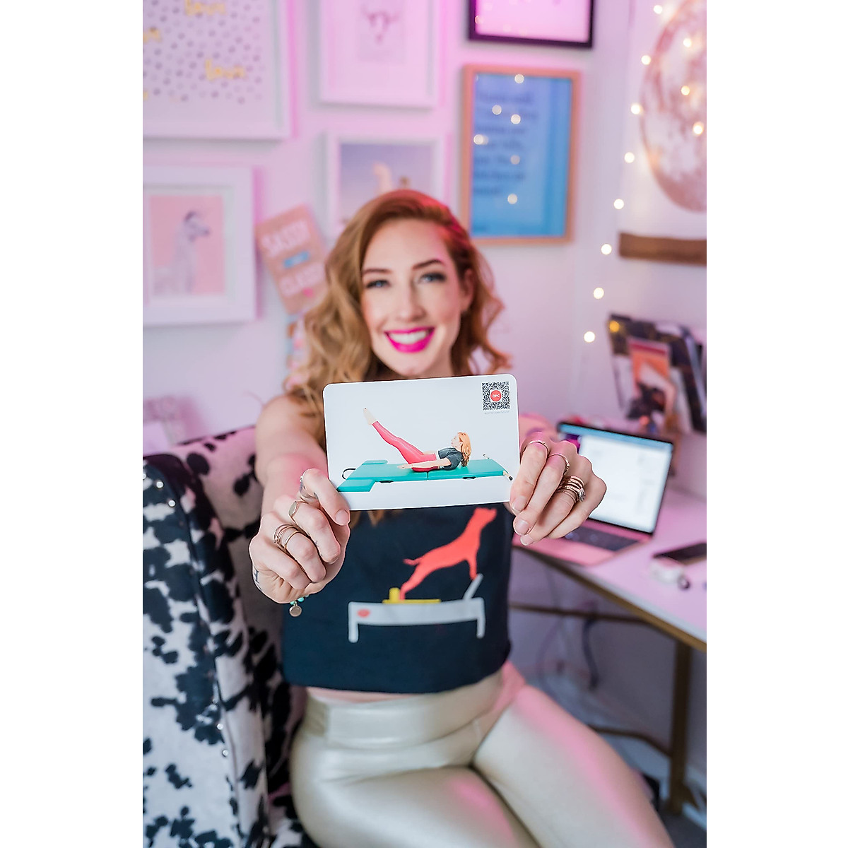 OnlinePilatesClasses Mat Pilates Workout Cards with Video Tutorials, 42 All-Level Exercise Flash Cards Ideal for Yoga, Abs, Core Workouts and Fitness Enthusiasts, No Equipment Needed