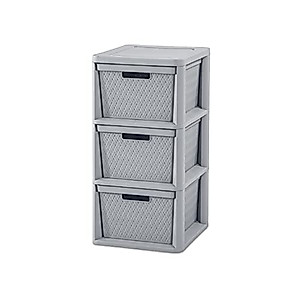Sterilite 47306A01K, 3-Drawer Weave, Cement, 1-Pack Tower