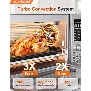 Nuwave Bravo Pro Smart 21QT Toaster Oven Air Fryer Combo, Convection Oven Countertop, 12 functions all in 1, with even & quick crisp technology, 50-450°F, 1800W, Stainless Steel