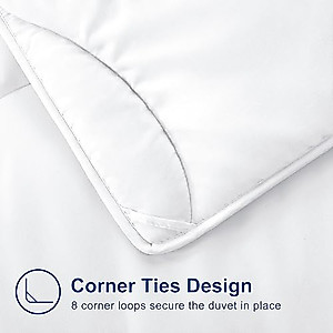 MEELUS Lightweight Comforter Cooling White, Soft Breathable Queen Size Summer Duvet Insert, Microfiber Down Alternative All Season Quilt with Corner Tabs, 88x88 inch