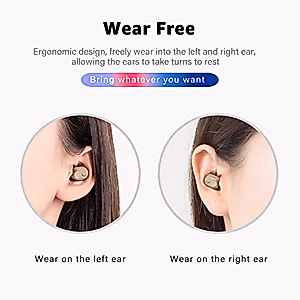 SYSFUN Single Bluetooth Wireless Earbud, Mini Invisible in-Ear Wireless Bluetooth Headphone 12 Hours Super Long Battery Life Suitable for Sports Work and Sleep- Beige