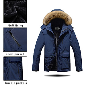 MOERDENG Men's Winter Snow Coat Warm Ski Jacket Waterproof Hooded Work Outerwear