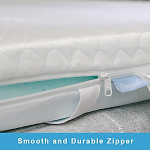 Ganggend Mattress Topper Cover (Only Cover), Mattress Protector for 3-Inch Queen Size Mattress Topper, Bamboo Rayon Removable Mattress Encasement with Adjustable Straps