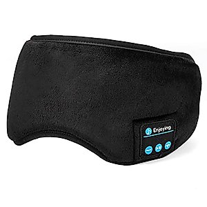 Sleep Headphones Music Sleep Eye Mask,Upgraded Travel Sleeping Headset,Sleep Eye Shades Built-in Speakers Microphone Washable (Black)