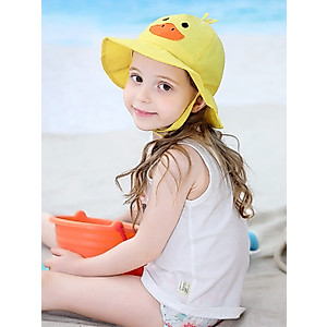 Azue Baby Kids Sun Hat UPF 50+ Toddler Outdoor Summer Play Hat Breathable for 1-7 Years Boy Girls Duck L(3-4 Years)