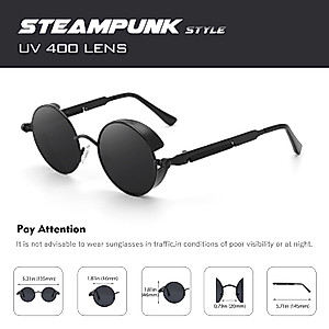 CGID E72 Retro Steampunk Style Inspired Round Metal Circle Polarized Sunglasses for Women Men
