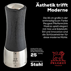 Peugeot - Madras u'Select Manual Pepper Mill - Adjustable Grinder - Stainless Steel & Beechwood, Graphite