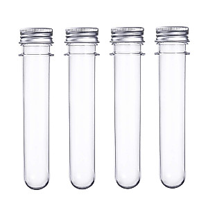 UEETEK 12pcs 40ml Plastic Test Tubes with Screw Caps(Transparent)