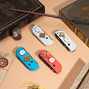 PERFECTSIGHT Cute D-Pad Button Caps Silicone Thumb Grips Set, ABXY Key Buttons Sticker Joystick Cover Caps Compatible with Nintendo Switch/OLED - Owl