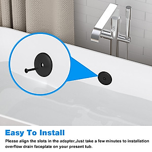 Tub Overflow Drain Cover -3-1/8 Single Hole- Bathtub Drain Overflow Cover -Overflow Face Plate with Screw Fits Most Standard Bath Tub Drains (Black)