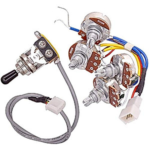 1 Set Guitar Circuit Wiring Harness Kit with 2 Pieces A500k B500K Pots and 1 Piece 3 Way Toggle Switch fit for LP Electric Guitar (A)