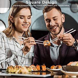 Chopsticks Reusable Metal Chopsticks 304 Stainless Steel Chopsticks Set Square Non-slip Dishwasher Safe Premium Quality Lightweight Reusable Chop Sticks Japanese Korean Laser Engraved 5 Pairs Gift Set