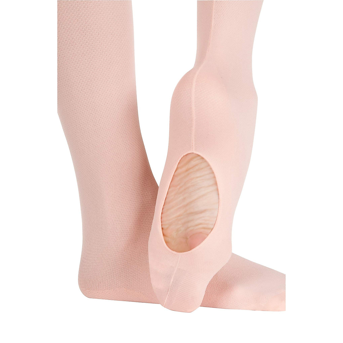 Body Wrappers Children's TotalSTRETCH Mesh Back Seam Convertible Tights (Ballet Pink, 6X-7) - C45