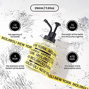 Molimoli Coffee Syrup Dispenser for Coffee Bar, Coffee Pump Dispenser, Glass Syrup Bottle w. Pump, 11.8 oz 350 ml, Set of 2, Black Upgraded Pump