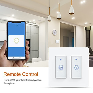 Nexete Smart Wi-Fi Wall Light Switch Compatible with Alexa Google Assistant & IFTTT ,Remote Control, Timing Function No Hub Required (smart light switch 2-Pack
