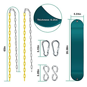 Highpro Swings Seats Heavy Duty with 65 Inches Chain Plastic Coated and 2 Hooks, Playground Swing Set Accessories Replacement, Support 250lb (Green)