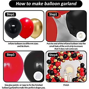 Red and Black Balloons, 120pcs Red and Black Gold Balloon Garland Arch Kit for Casino Theme Party Decorations, New Year, Hollywood Theme Party Decoration