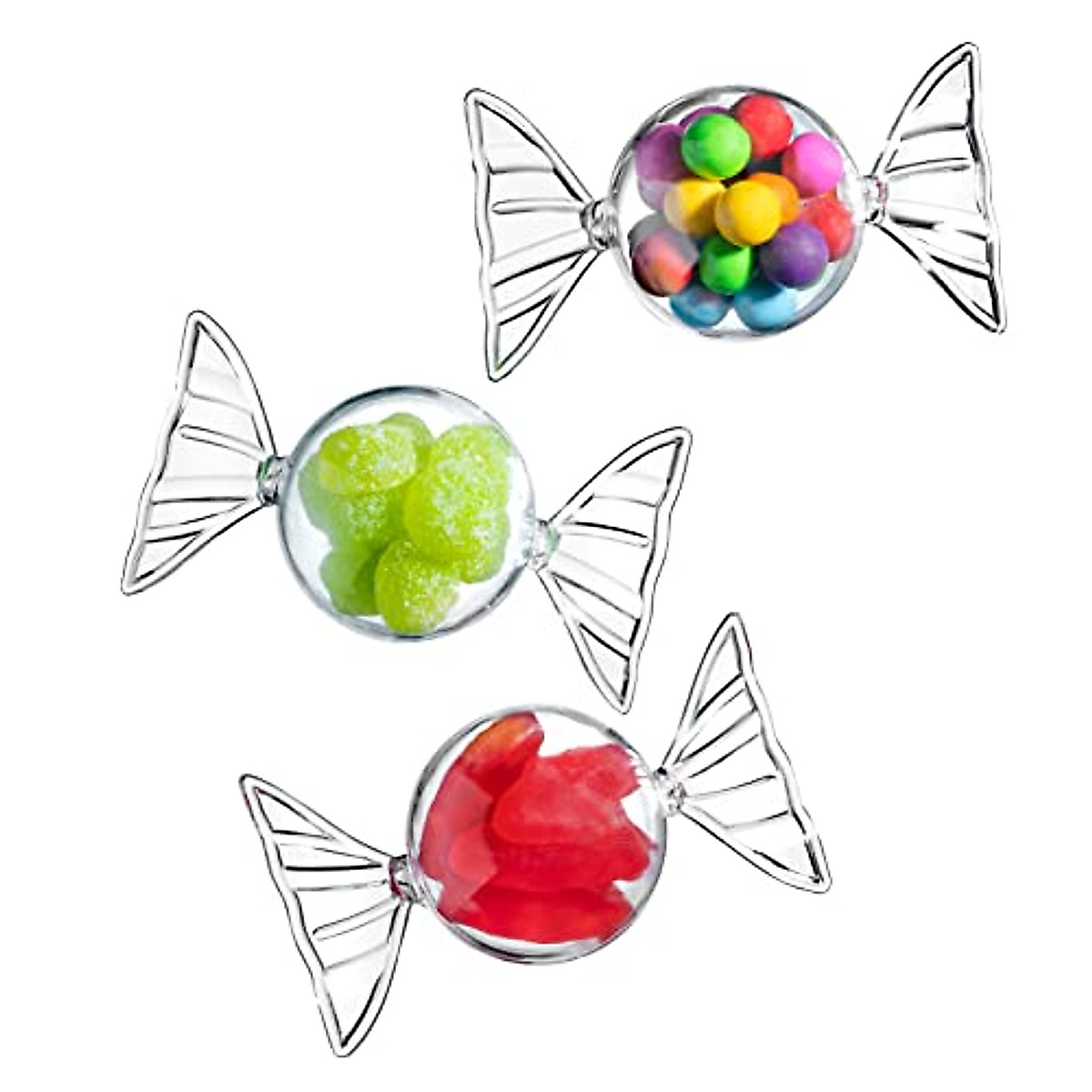 Posh Setting Mini Candy Shaped Container with Cover, Heavyweight Clear Plastic Candy Jar, Elegant Disposable Candy Container. 20 Count