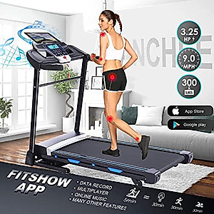 ANCHEER Treadmill 3.25HP Motor, Treadmills with Auto Incline 15%, Electric Running Machine for Home Gym Cardio Training, 300LB Capacity Foldable Treadmill for Home