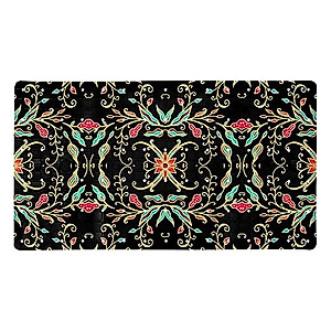 Bath Tub Shower Mat - Anti-Slip PVC Material 15.1x26.8 in, Gentle Cushioning Quick Drying Suction Cups Reliable Solution - Woven Floral Pattern Non-Slip Floor Mat
