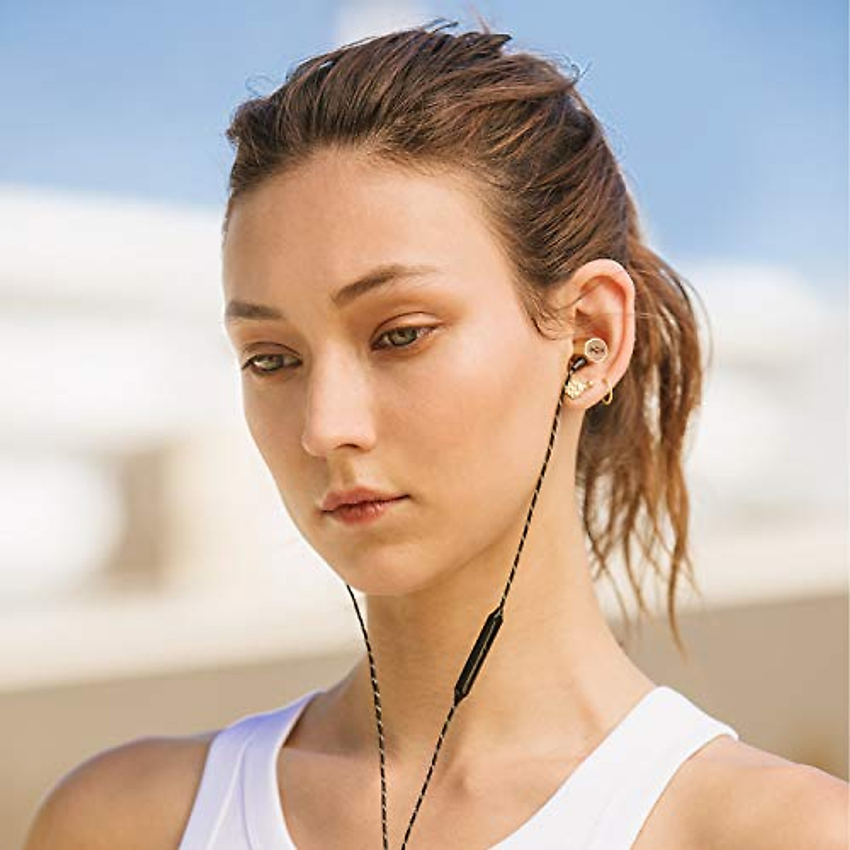 House of Marley Uplift 2: Wired Earphones with Microphone and Sustainable Materials (Brass)