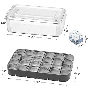 Ice Cube Tray with Lid and Bin, ROTTAY Ice Trays for Freezer, Easy-release 48 Small Nugget Silicone Ice maker with Ice Bucket, Ice Cube Storage Container Set for Chilled Drink, Cocktail,Gray…