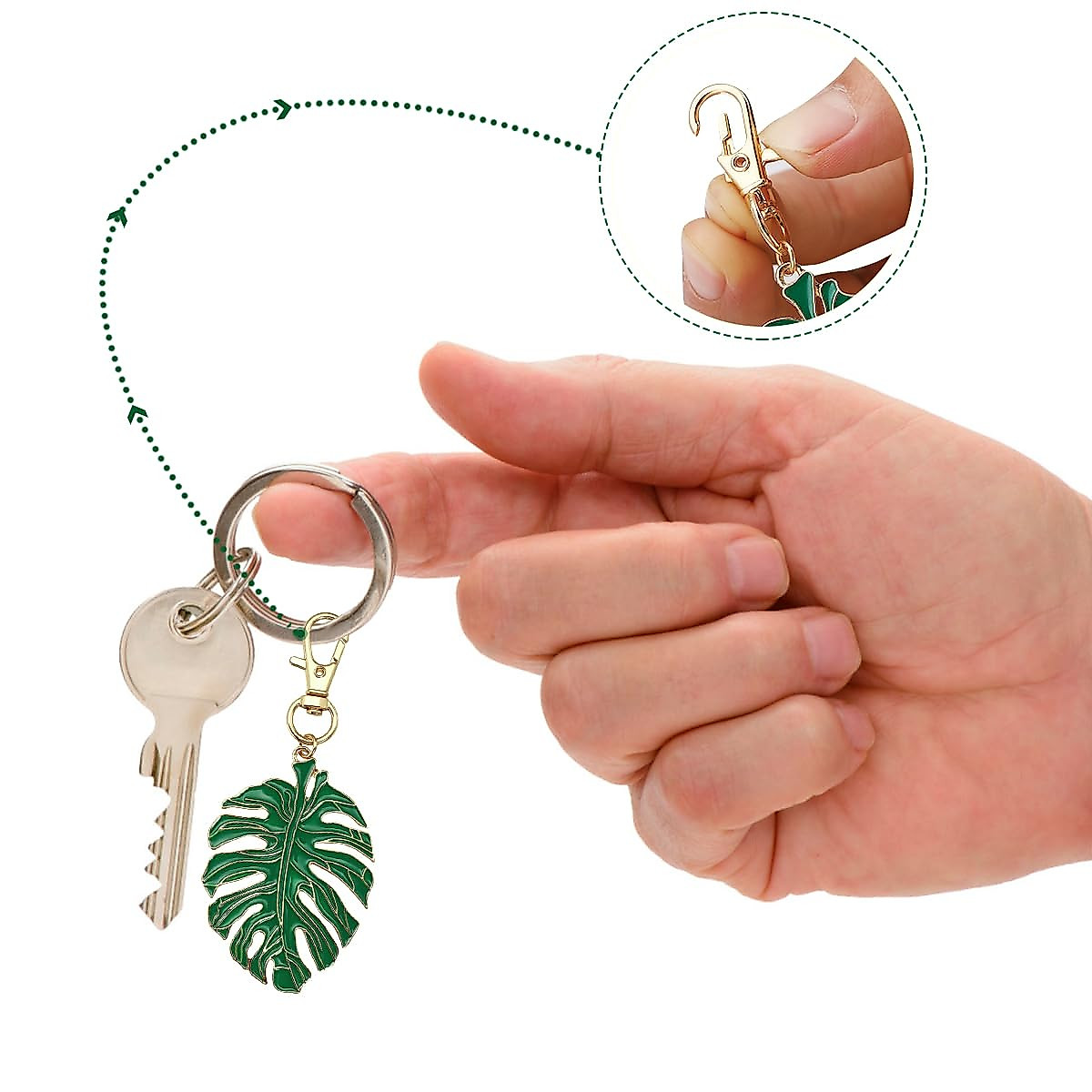 Tropical Palm Leaf Keychain Green Leaf Key Ring Tropical Party Decoration Birthday Luau Hawaiian Party Decoration