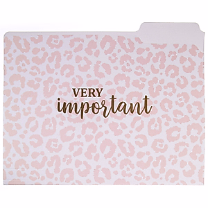 Graphique Designer “Very Important” File Folders | Set of 9 (3 Designs) | Letter Size Organizers | Decorative Office Supplies | Durable Coated Cardstock | Gold Foil Lettering | 1/3-Cut Tabs,Leopard