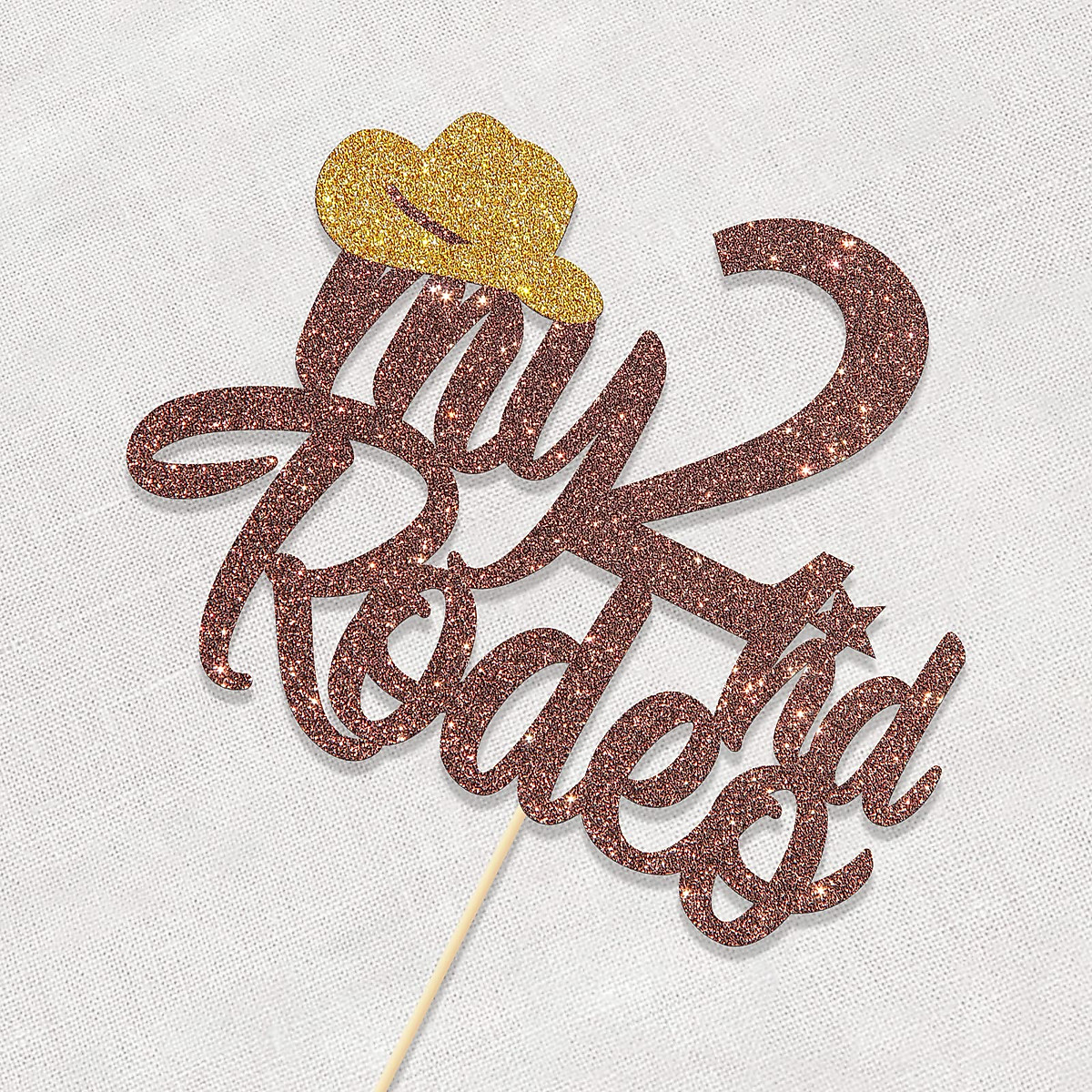 My 2nd Rodeo Cake Topper, Cowboy Cowgirl Theme Party Supplies, Western Kids First Rodeo Party/Baby Shower Decor, Happy 2 Years Old Birthday Party, Brown