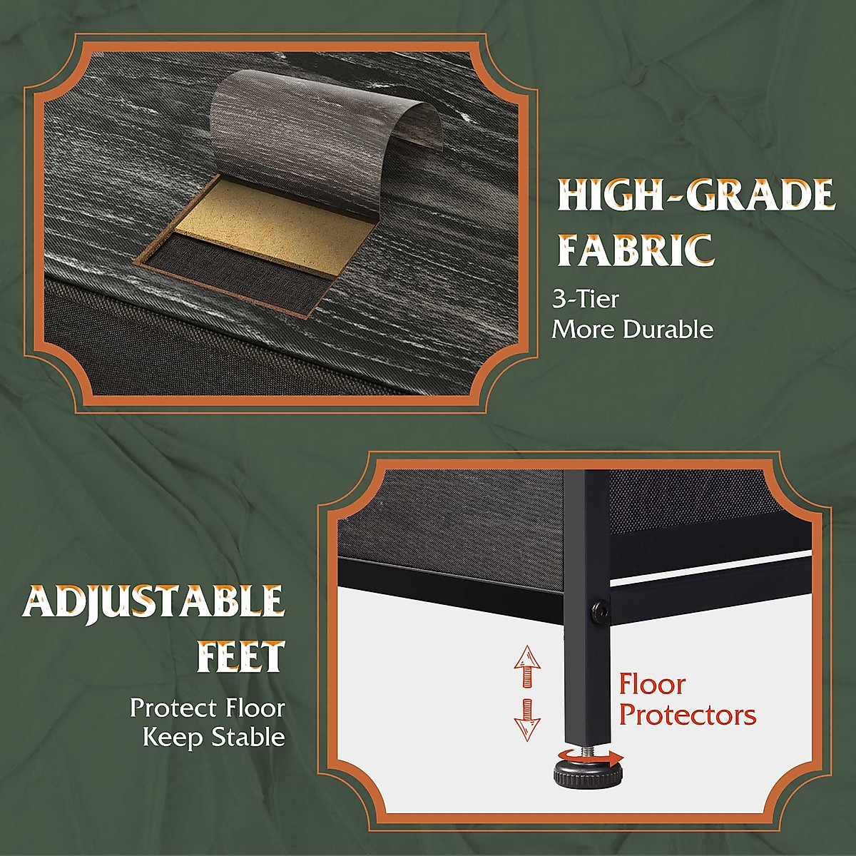 WLIVE Dresser for Bedroom with 5 Drawers, Wide Chest of Drawers, Fabric Dresser, Storage Organizer Unit with Fabric Bins for Closet, Living Room, Hallway, Charcoal Black Wood Grain Print