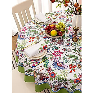 EHouseHome Indoor Outdoor Tablecloth Water Resistant Spill Proof Fabric Table Cover 60Inch Round,Botanical Garden