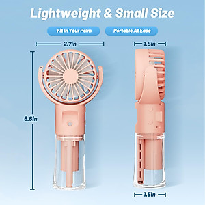 AJIJING Mini Portable Fan, Cooling Misting Fan, 4 Speeds Small Handheld Fan, USB Rechargeable Pocket Fan [14-32 Working Hours], Summer/Outdoor/Concerts, Gifts for Women (Pink)