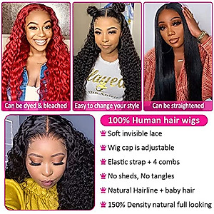 Super idol Deep Wave Closure Wigs Human Hair 4x4 Lace Front Wigs Human Hair Brazilian Hair 150% Density Free Part Wig Wet and Wavy Glueless Wigs Pre Plucked with Baby Hair (16 Inch, 4x4 Deep Wig)