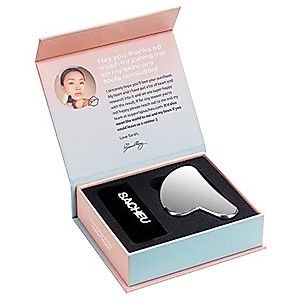 SACHEU Stainless Steel Gua Sha - Metal Gua Sha, Gua Sha Facial Tools Stainless Steel, Reduce Puffiness, Lymphatic Drainage, Facial Tension, Durable Stainless Steel Gua Sha Tool with Travel Pouch