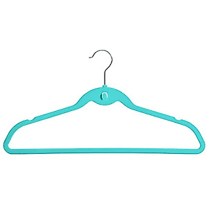50 Pack Non Slip Velvet Clothes Hangers with Cascading Hooks Space Saving for Kids, Teens, and Adult's Shirts, Coats, Pants, Suits, and Dresses (Teal, 17.5 Inches)