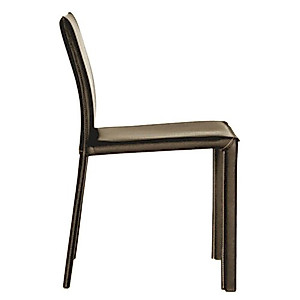 Baxton Studio Leather Dining Chair, Set of 2, Espresso Brown