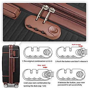 Lulusail Luggage Sets 6 Piece with two Cosmetic Case, Expandable(Only 28 & 24") Hardside Luggage with 360° Spinner Wheels, Durable Luggage Set Clearance For Women Men, Black