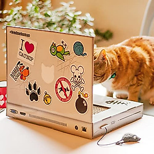 Suck UK | Cat Scratch Laptop | Cat Scratcher Laptop with Fluffy 'Mouse' | Interactive Cat Toys | Paw Over Social Media & Catch up on The Mews | Kitten Toys & Cat Scratch Pads |